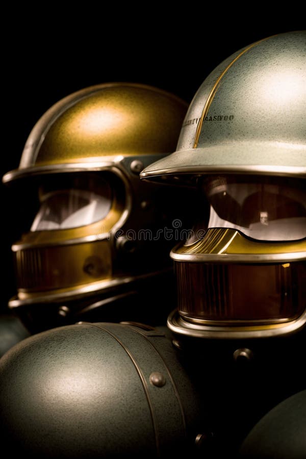 A Group of Helmets Sitting on Top of Each Other. Generative AI Stock ...