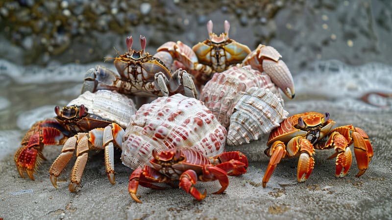 Group of Hermit Crabs, with Various Shell. in Indonesia Called Kumang ...
