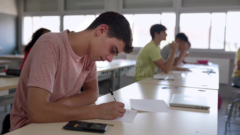 Group of High School Students Doing an Exam at Classroom. Stock Video ...