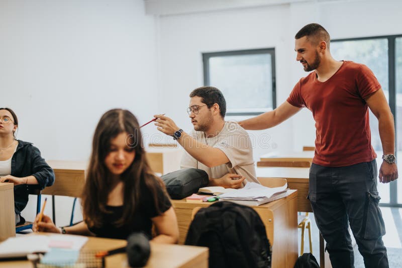 High School Students Learning in Classroom Setting with Teacher Interaction Stock Photo - Image ...