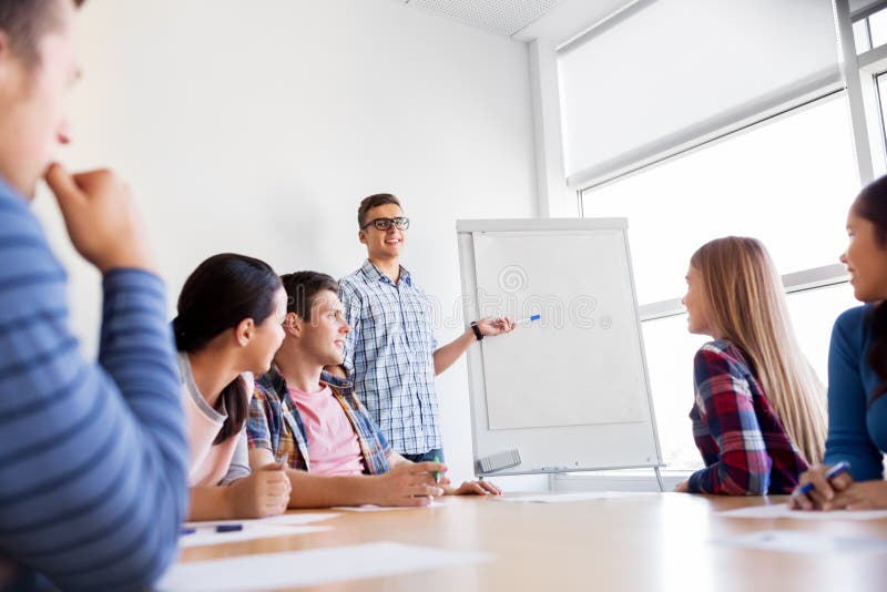 Group of High School Students with Flip Chart Stock Photo - Image of ...