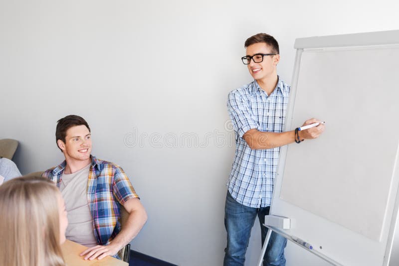 Group of High School Students with Flip Chart Stock Image - Image of ...