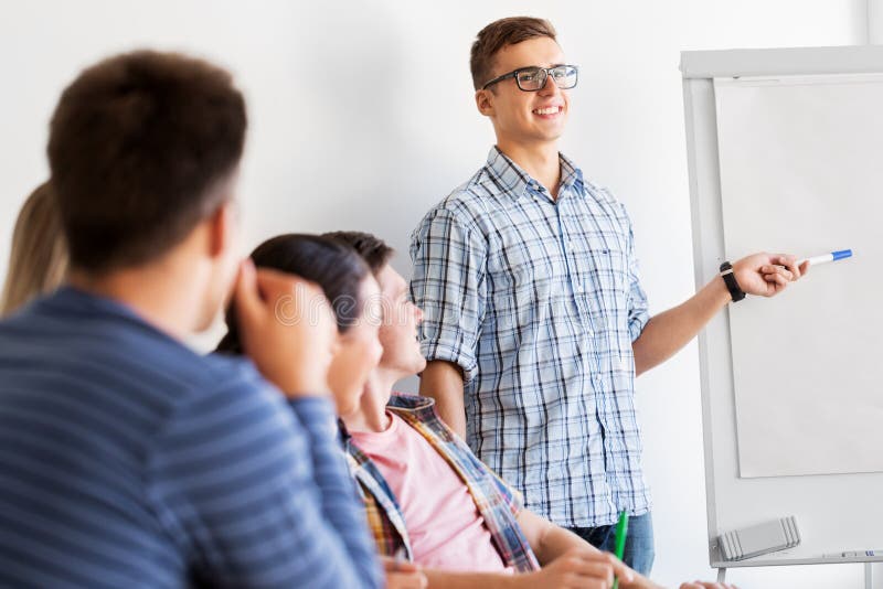 Group of High School Students with Flip Chart Stock Image - Image of ...