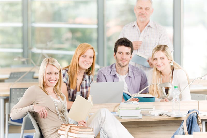 Group of High-school Students with Professor Stock Image - Image of ...