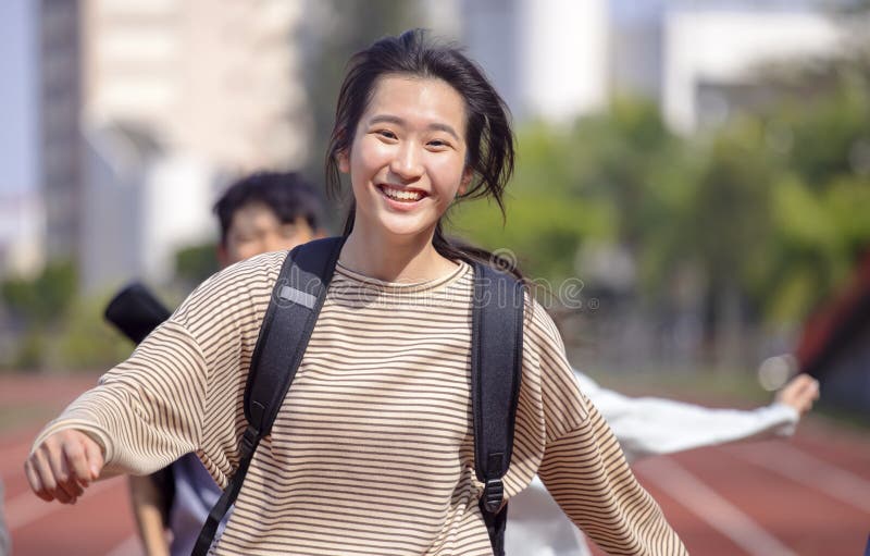 Group of High School Students Running in School Stock Image - Image of ...