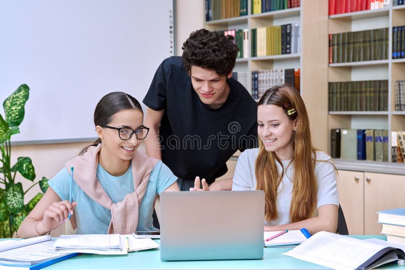 Group of High School Students are Studying in Library Class Stock Photo ...