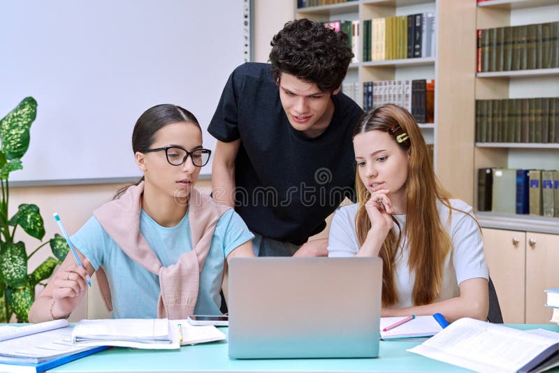 Group of High School Students are Studying in Library Class Stock Image ...