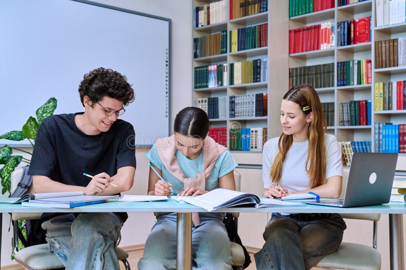 High School Student Studying