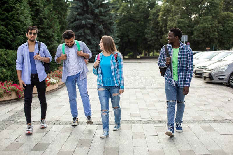 Group of High School Students Talking and Laughing Stock Image - Image ...
