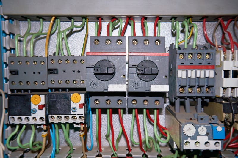 A Group of Electrical Relays with Connected Wires. Stock Photo - Image ...