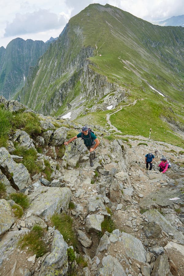 Group of Hikers on a Mountain Trail Stock Photo - Image of tourism ...