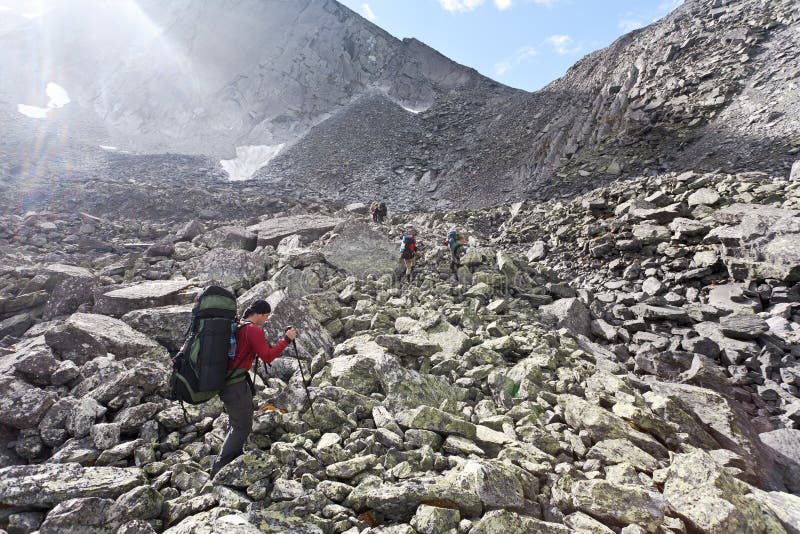 Group of hikers. stock photo. Image of snow, meadow, travel - 34211588