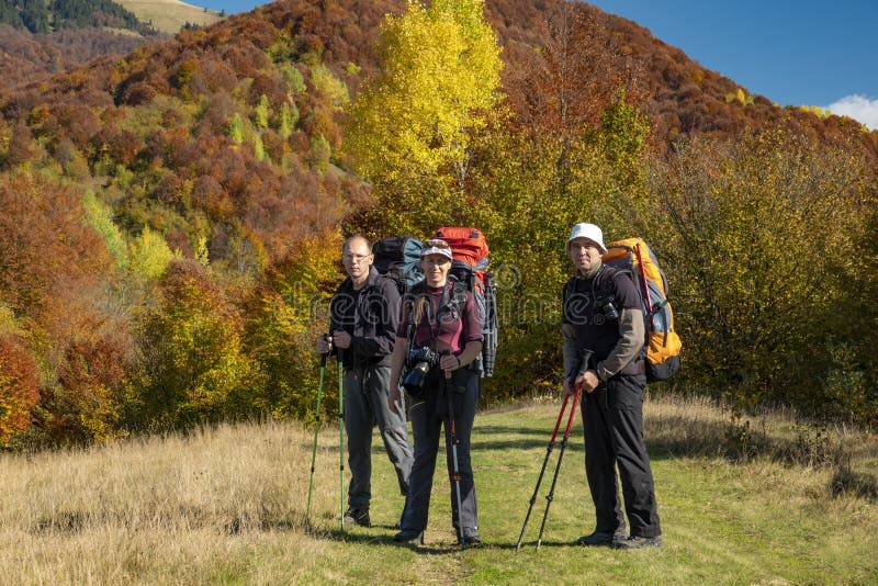 Group of Hikers on the Scenic Autumn Trail Stock Image - Image of ...