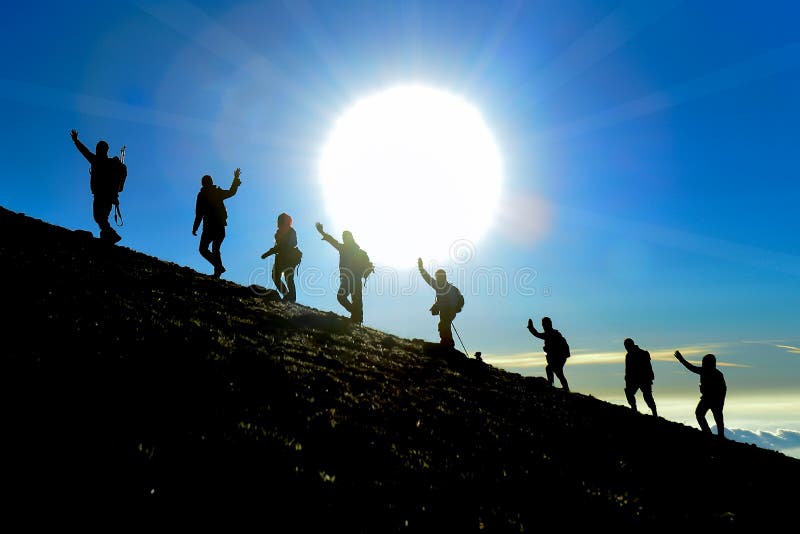 Group of Hikers on the Summit Climber Stock Image - Image of ambitious ...