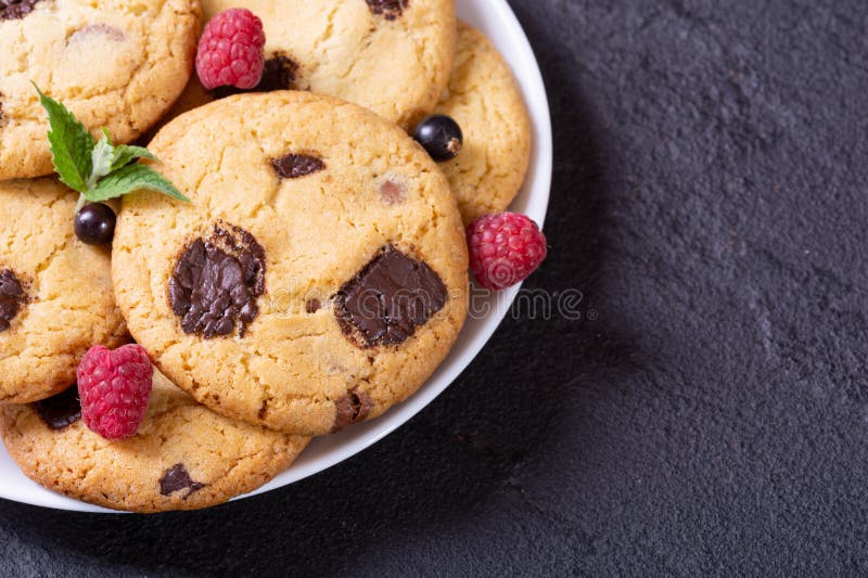 Group of Homemade American Chocolate Cookies Stock Photo - Image of ...
