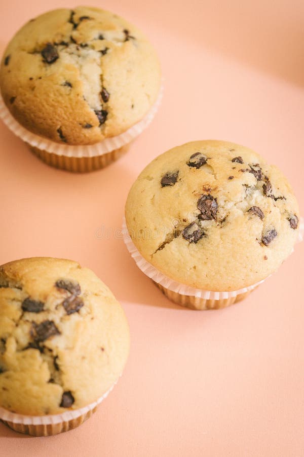 Group of Homemade Muffins with Pieces of Chocolate Stock Photo - Image ...