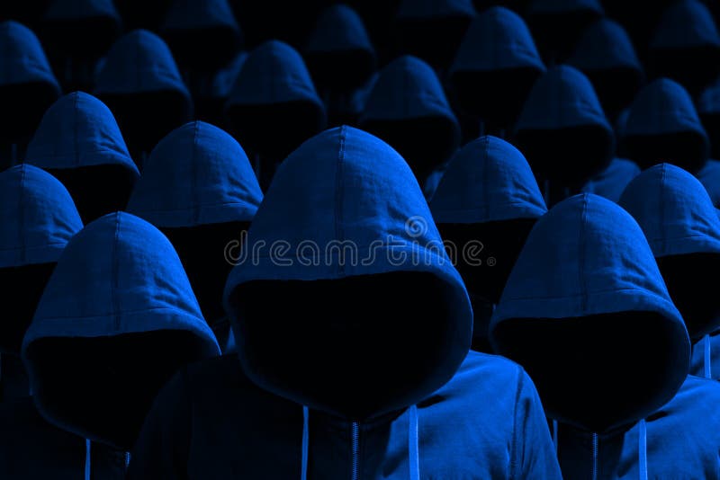 Group of Hooded Hackers in Blue Cybersecurity Concept Stock Photo ...