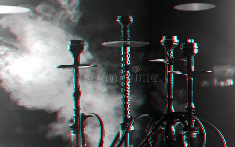 Group of Hookahs in the Interior of a Hookah Room Stock Photo - Image ...