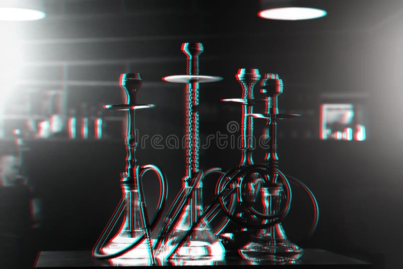 Group of Hookahs on the Table in the Restaurant Stock Image - Image of ...