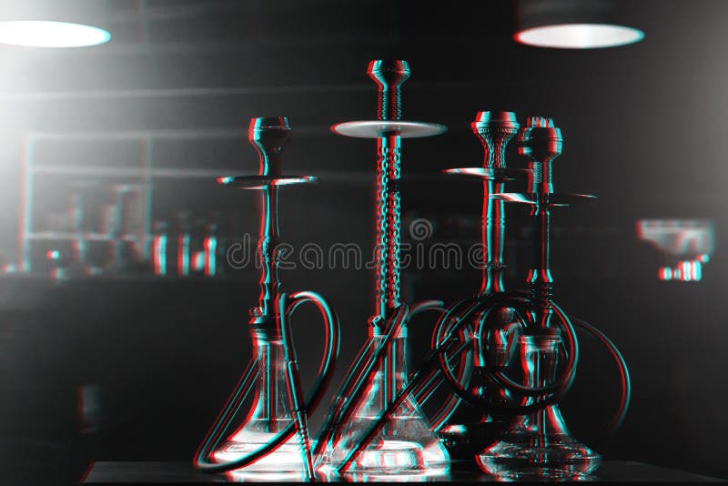 Group of Hookahs on the Table in the Restaurant Stock Image - Image of ...