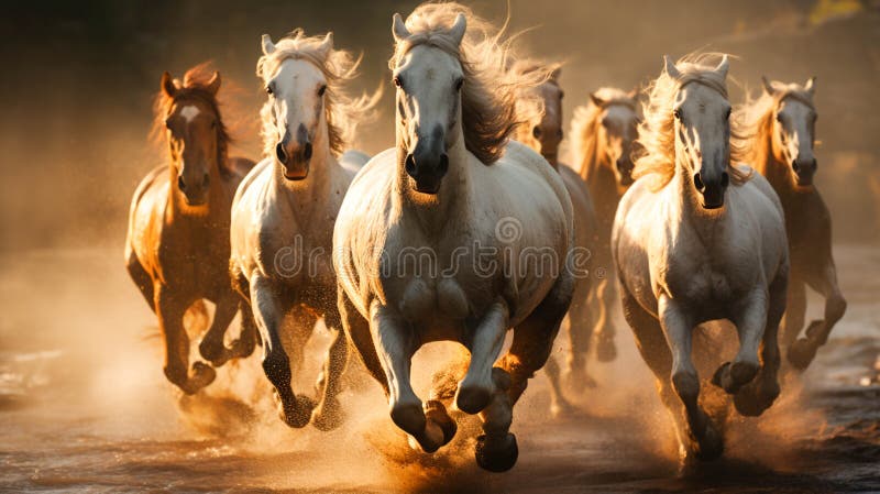 A Group Horses Running in the Wild Stock Image - Image of motion, horse ...