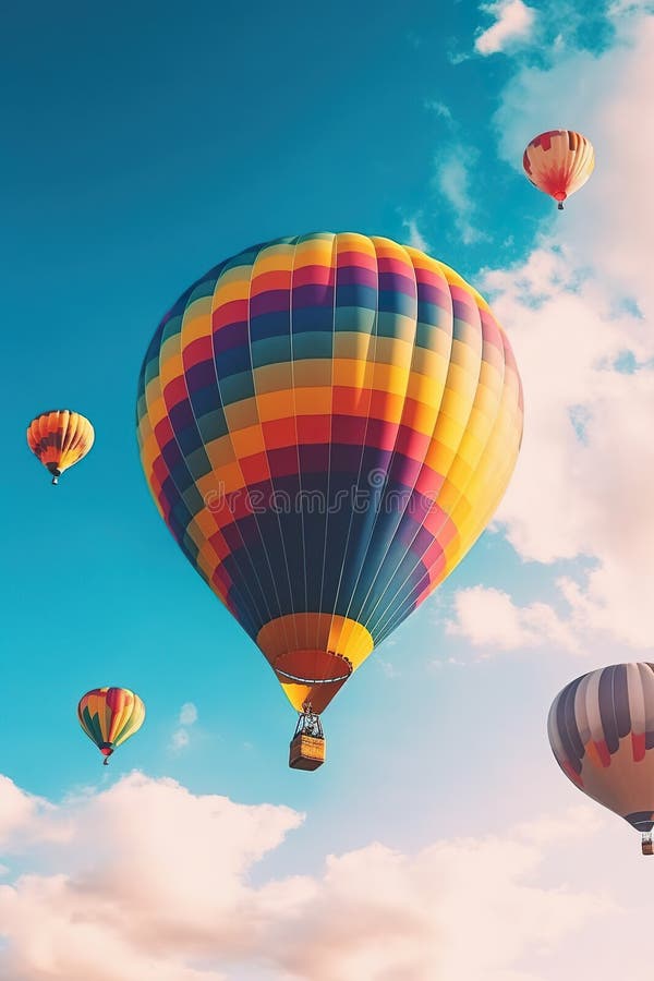 A Group of Hot Air Balloons Flying in the Sky. Generative AI Image ...