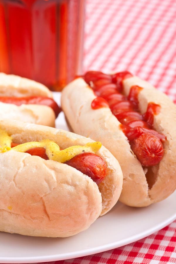 Group of Hot Dogs and Drink Stock Image - Image of american, picnic ...