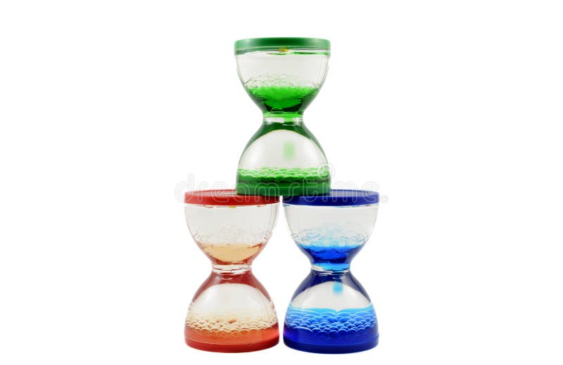 Group of Hourglasses of Different Colors in Action Stock Image - Image ...