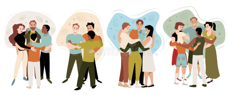 A Collection of Vector Illustrations on a White Background: Group Hugs ...