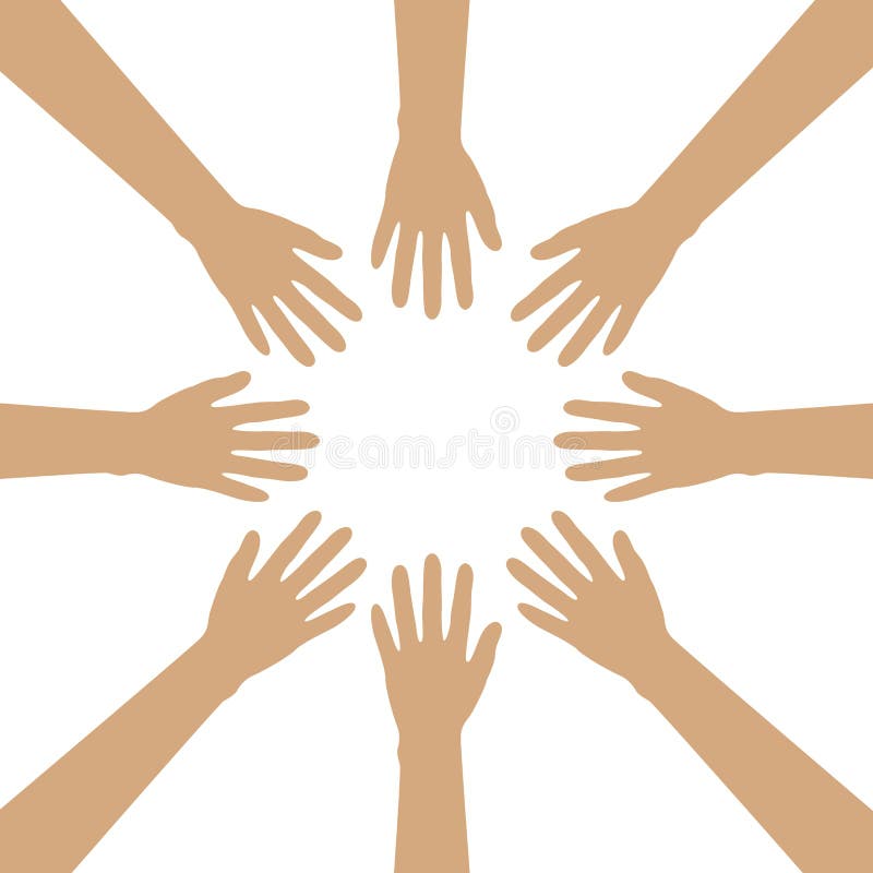 Group of Human Hands Build a Circle Isolated on White Stock Vector ...
