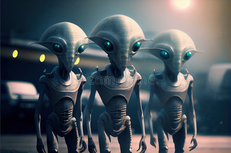 Three humanoid aliens stock illustration. Illustration of alien - 269784721