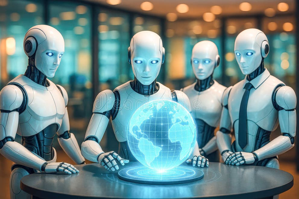 Group of Humanoid Robots Developing Artificial Intelligence Strategy ...