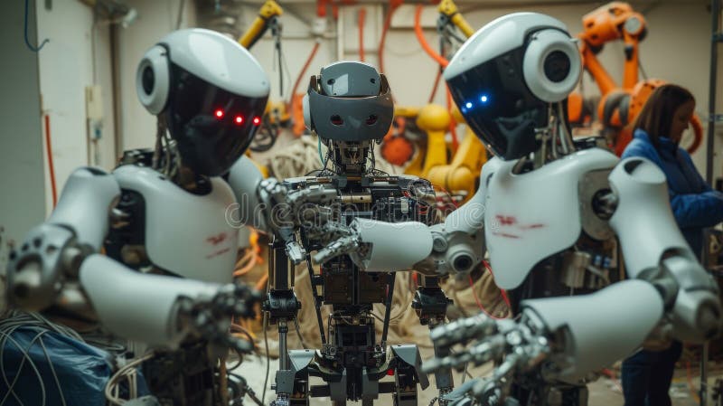 Advanced Humanoid Robots in Workshop Stock Photo - Image of humanoid ...