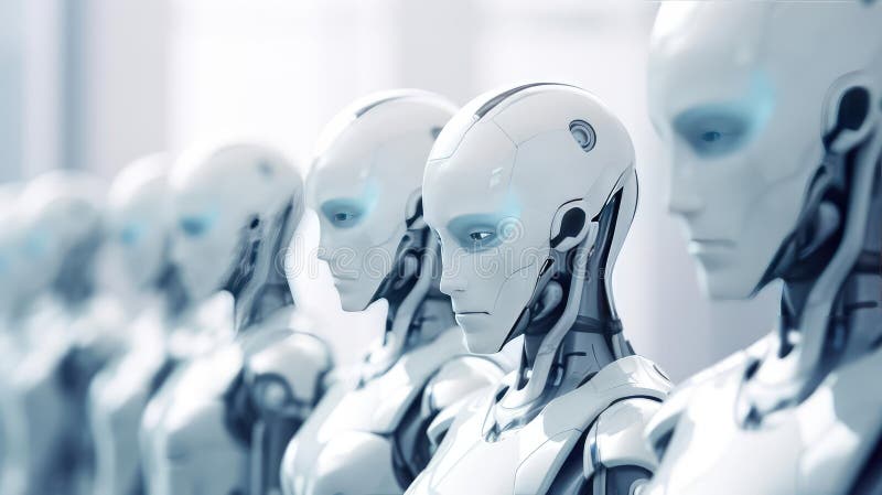 Group of a humanoid robots stock photo. Image of digital - 293537346