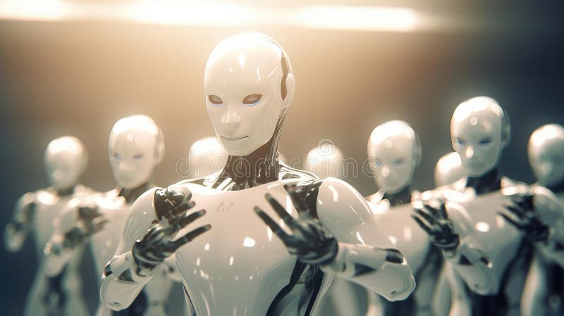 Group of a humanoid robots stock image. Image of cyborg - 293537791