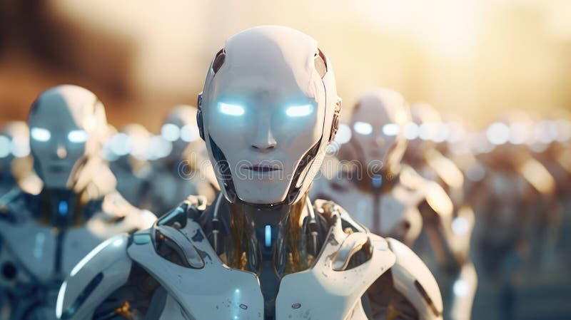 Group of a humanoid robots stock image. Image of artificial - 293538053