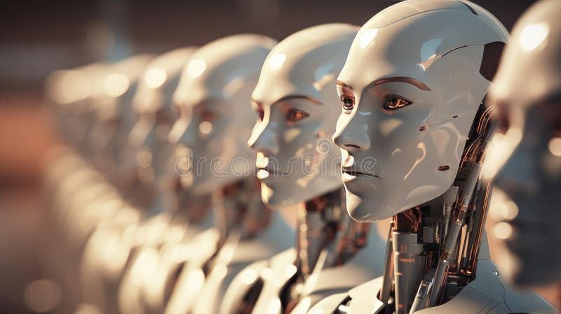 Group of a humanoid robots stock image. Image of futuristic - 293540517