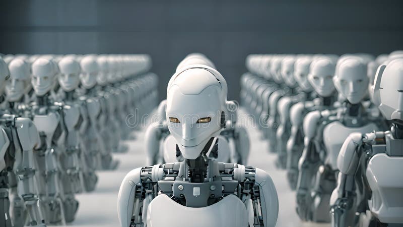 A Group of Humanoids Standing in a Row Stock Video - Video of order ...