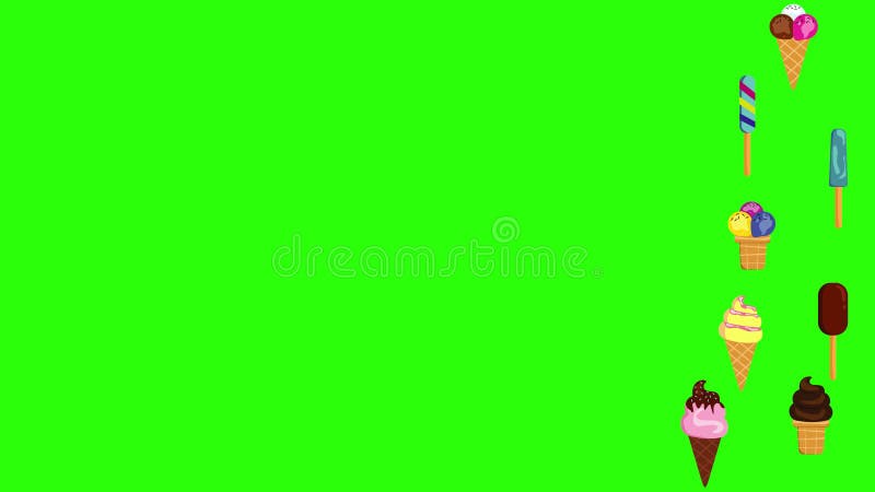 Group of Ice Cream Animation on Green Screen Chroma Key, Decorative ...