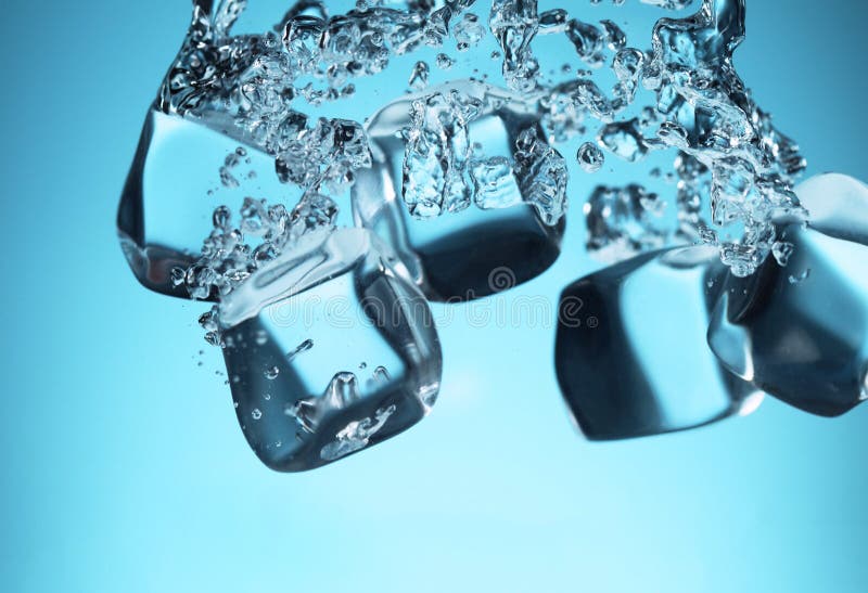 Group of Ice Cubes Falling in Water Stock Image - Image of refresh ...