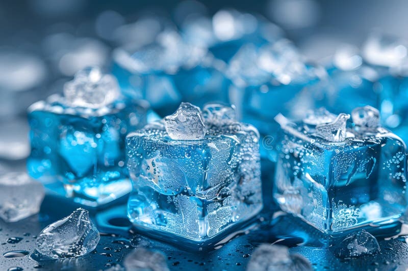 Group of Ice Cubes on Table. Generative AI Stock Illustration ...