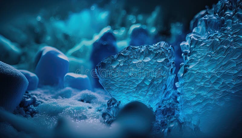A Group of Ice Formations in a Blue Hued Environment Stock Illustration ...