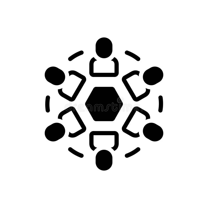 Black Solid Icon for Group, Cluster and Community Stock Illustration ...