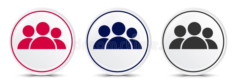 Group Icon Crystal Flat Round Button Set Illustration Design Stock ...