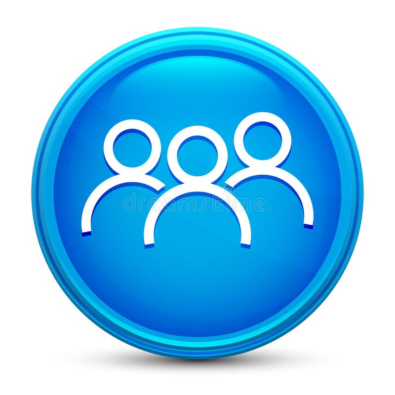 Group Icon Glass Shiny Blue Round Button Isolated Design Vector ...