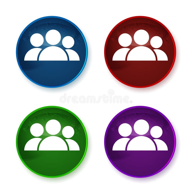 Group Icon Shiny Round Buttons Set Illustration Stock Vector ...