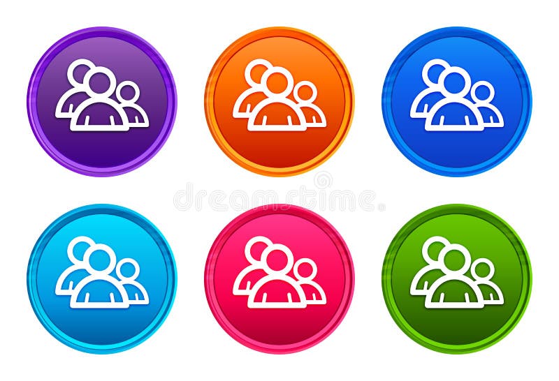 Group Icon Luxury Bright Round Button Set 6 Color Vector Stock Vector ...