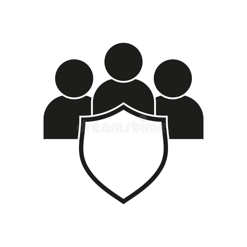 Group Icon with Shield. People Security Symbol. Simple Protection ...