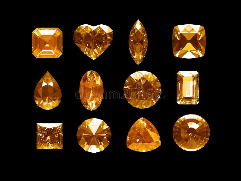 Group of Imperial Topaz with Clipping Path Stock Illustration ...