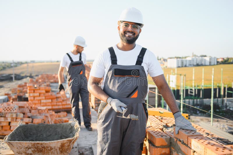 Group of Indian Workers at a Construction Site Stock Image - Image of ...